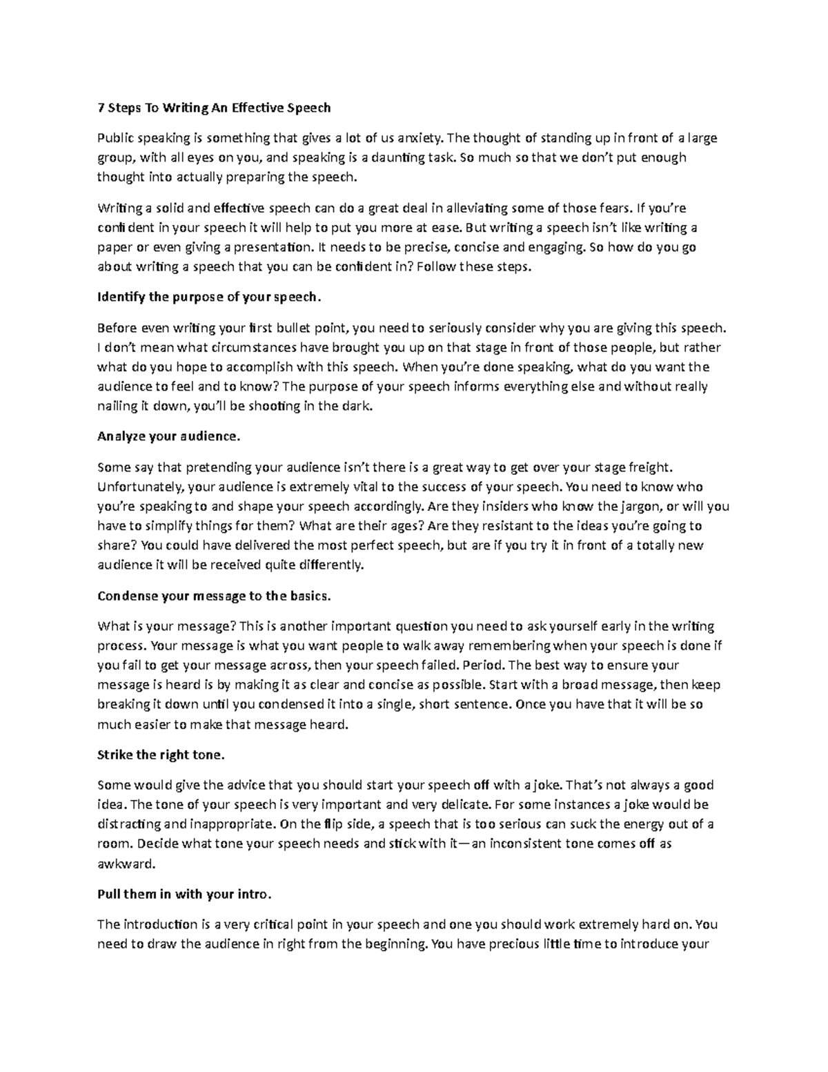 7 Steps To Writing An Effective Speech - 7 Steps To Writing An ...