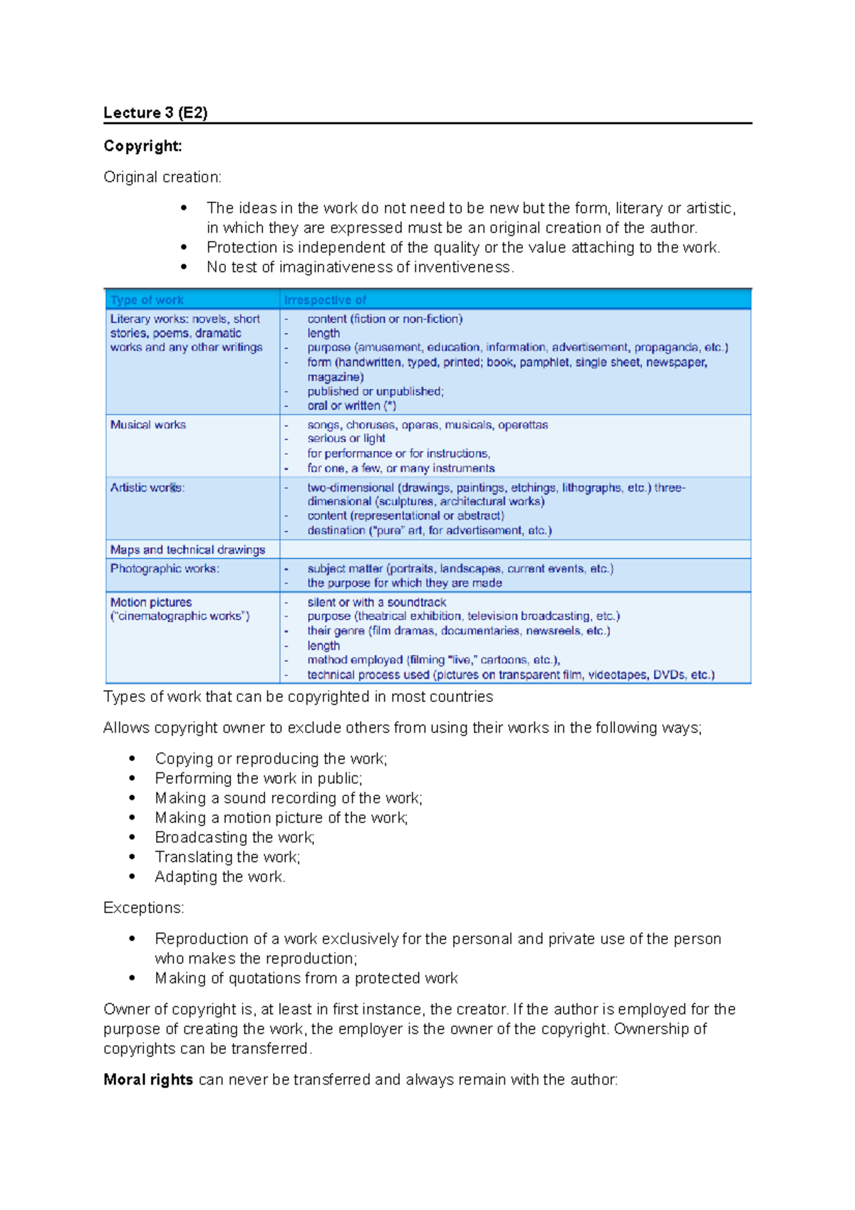Lecture E2 - Lecture 3 (E2) Copyright: Original creation: The ideas in ...