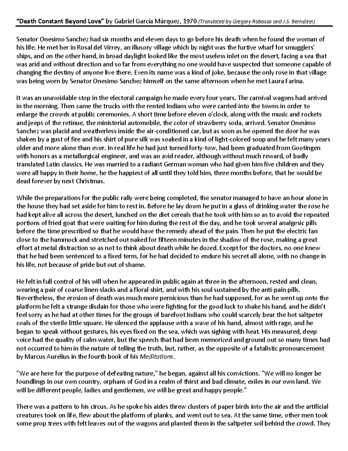 Gabriel-Garcia-Marquez Death-Constant-Beyond-Love - “Death Constant ...