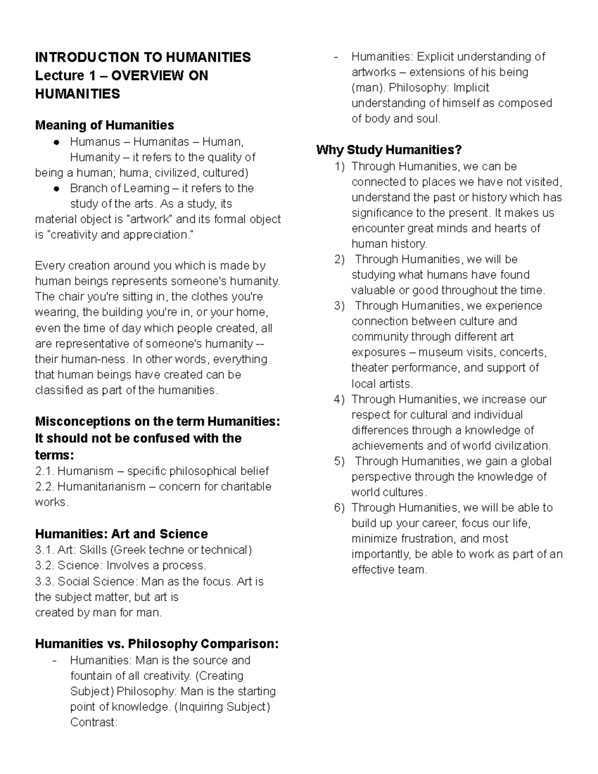 AAP - ... - INTRODUCTION TO HUMANITIES Lecture 1 – OVERVIEW ON ...