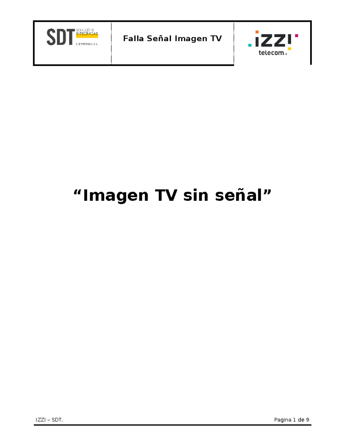 RCA EMR IZZI Imagen TV V1 - “Imagen TV sin señal” Tabla de contenido Información del documento ...