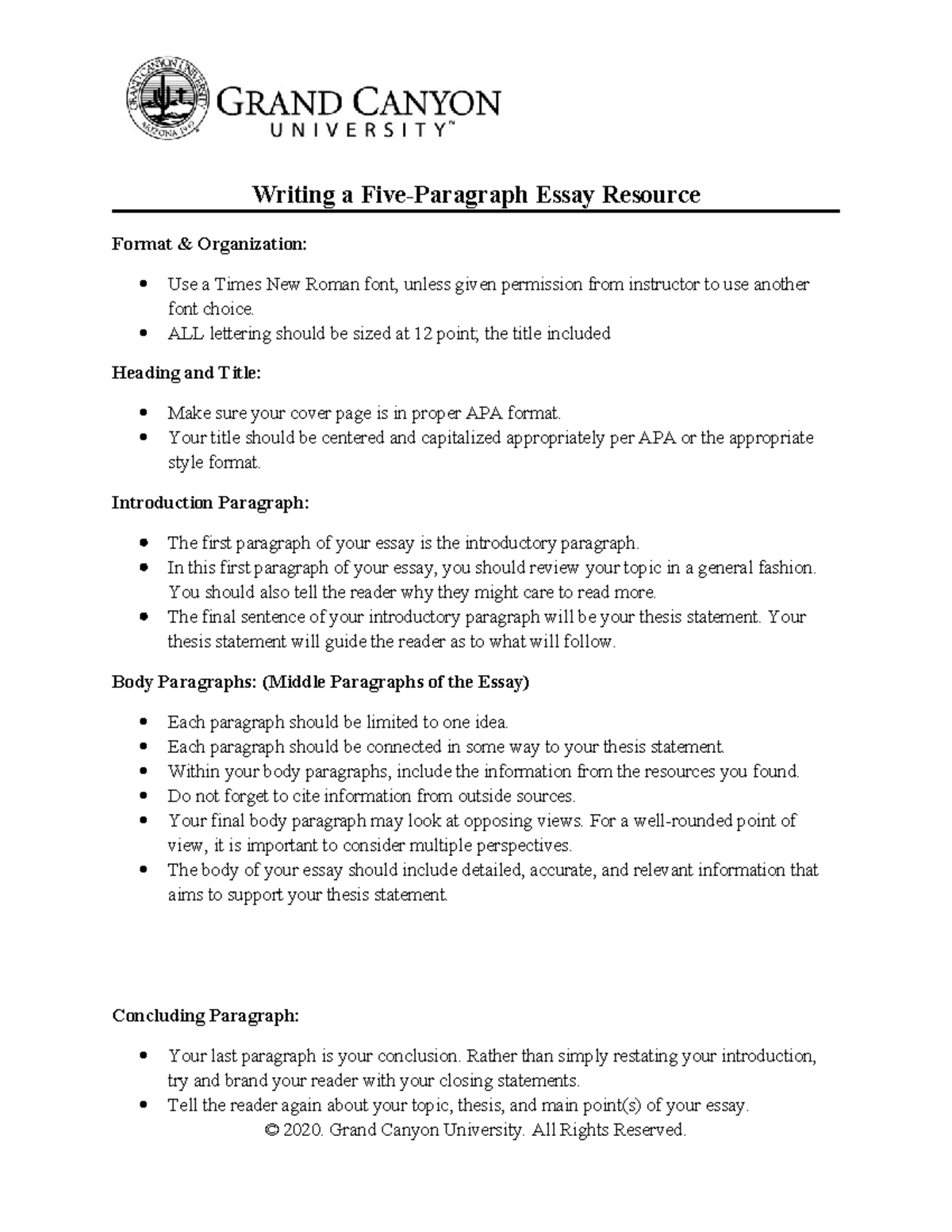UNV-104-RS-T4-Writing a Five Paragraph Essay Resource - Writing a Five ...