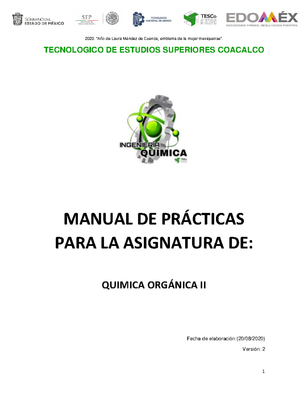 Práctica 2 Síntesis de cloruro de terbutilo - TECNOLOGICO DE ESTUDIOS ...