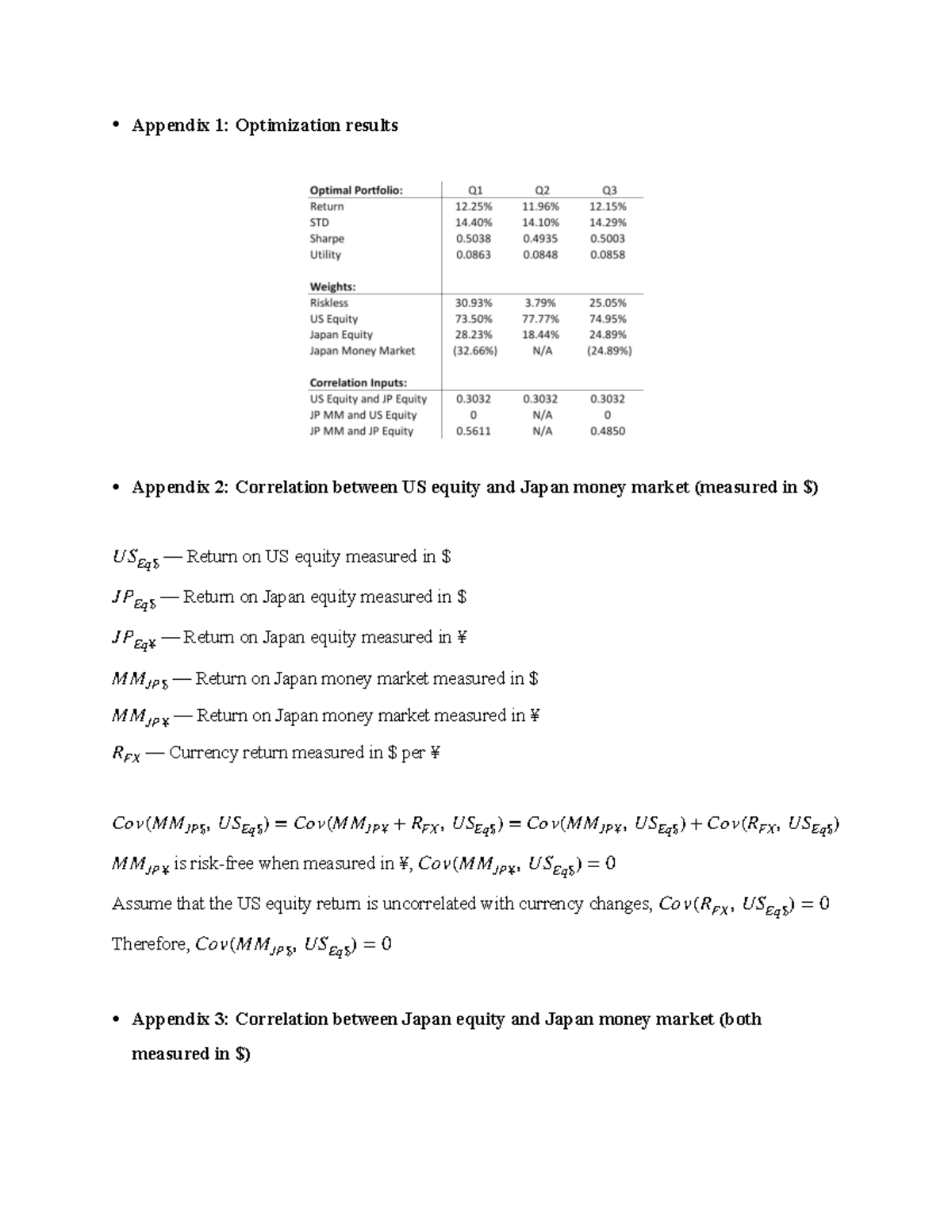 Write-up Appendix - Asset management assignment - • Appendix 1 ...