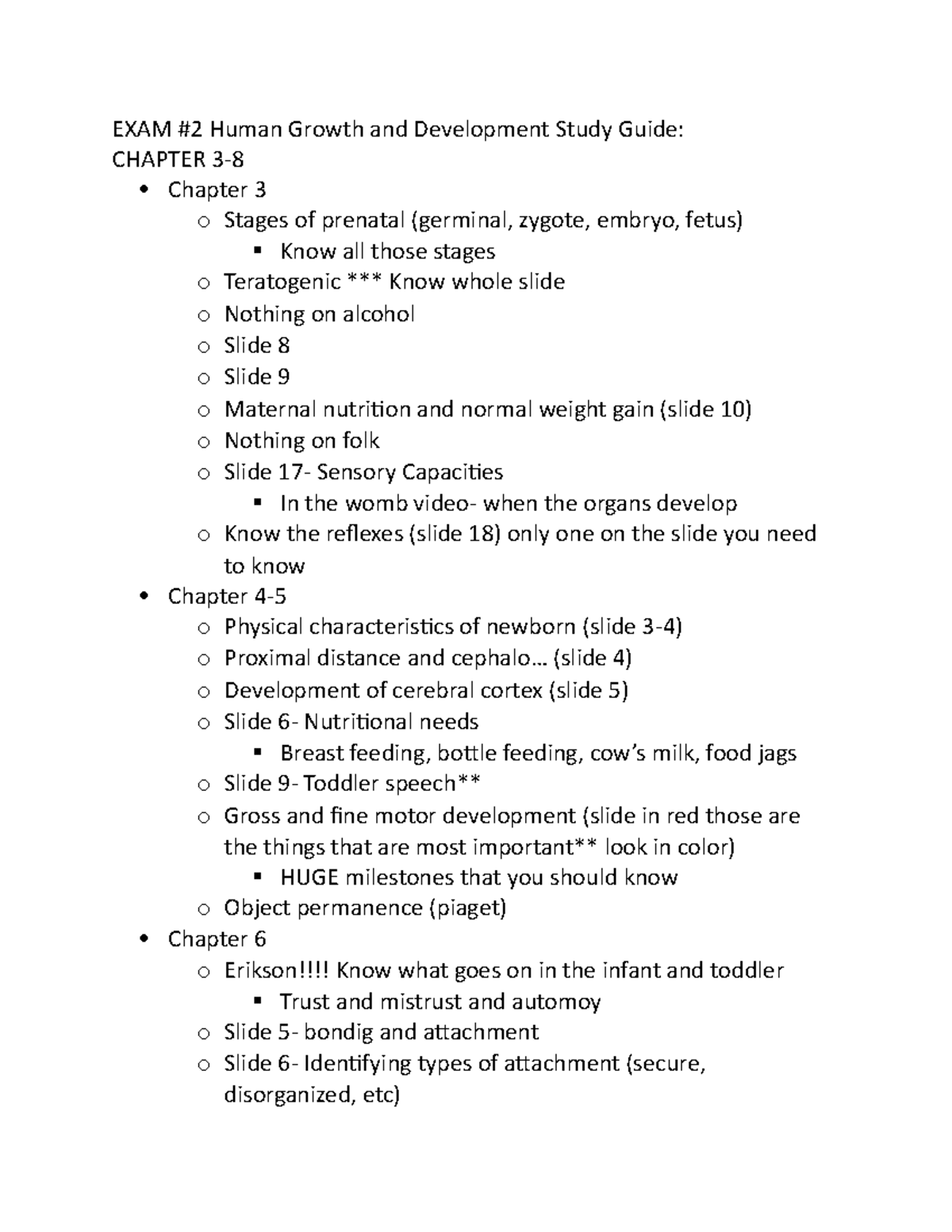 Human Growth and Development Study Guide #2 - Syndrome o Health ...