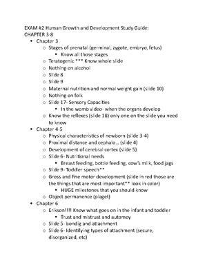 Human Growth and Development EXAM Study Guide #3 - Human Growth and ...