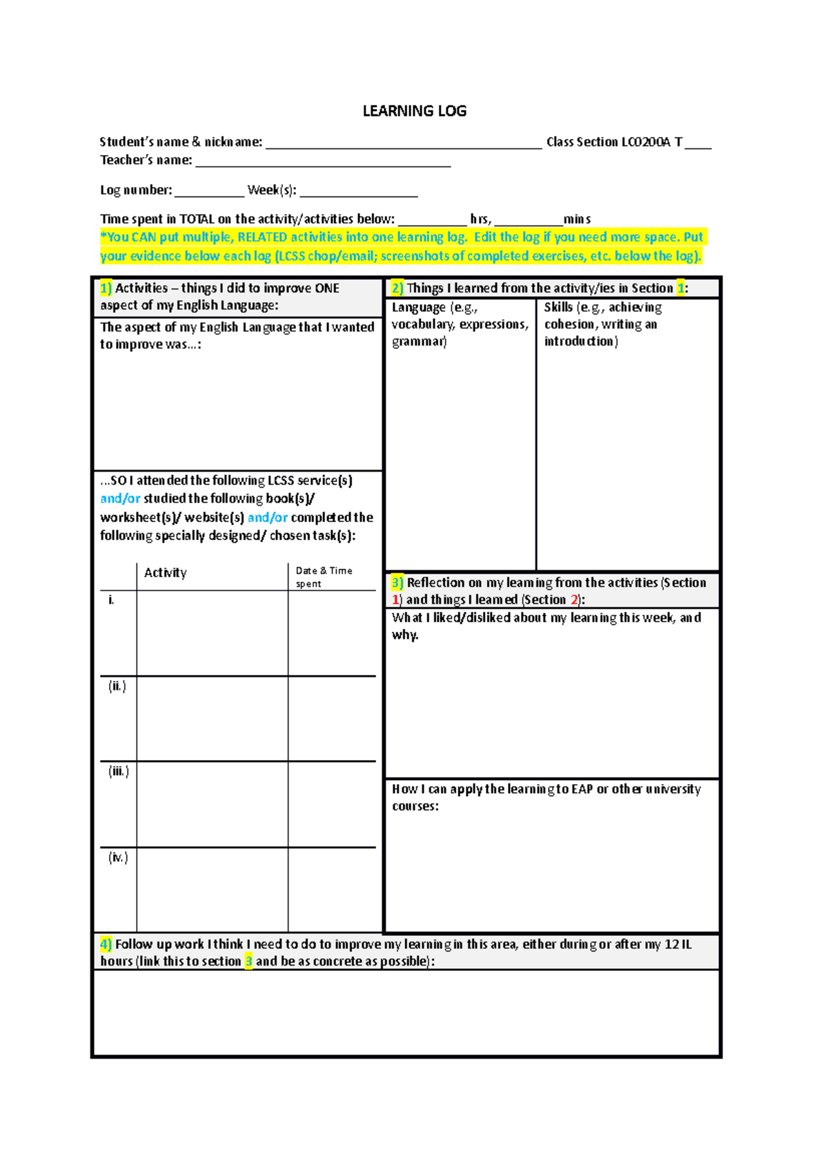 Appendix 2 Independent Learning Log Sem A 2023 - LEARNING LOG Student’s ...