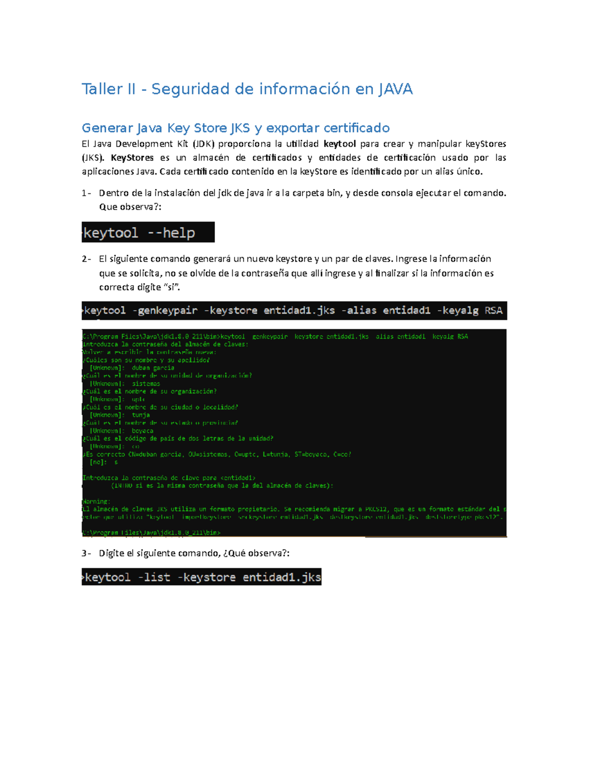 Taller Generar Java Key Store JKS y exportar certificado - KeyStores es ...