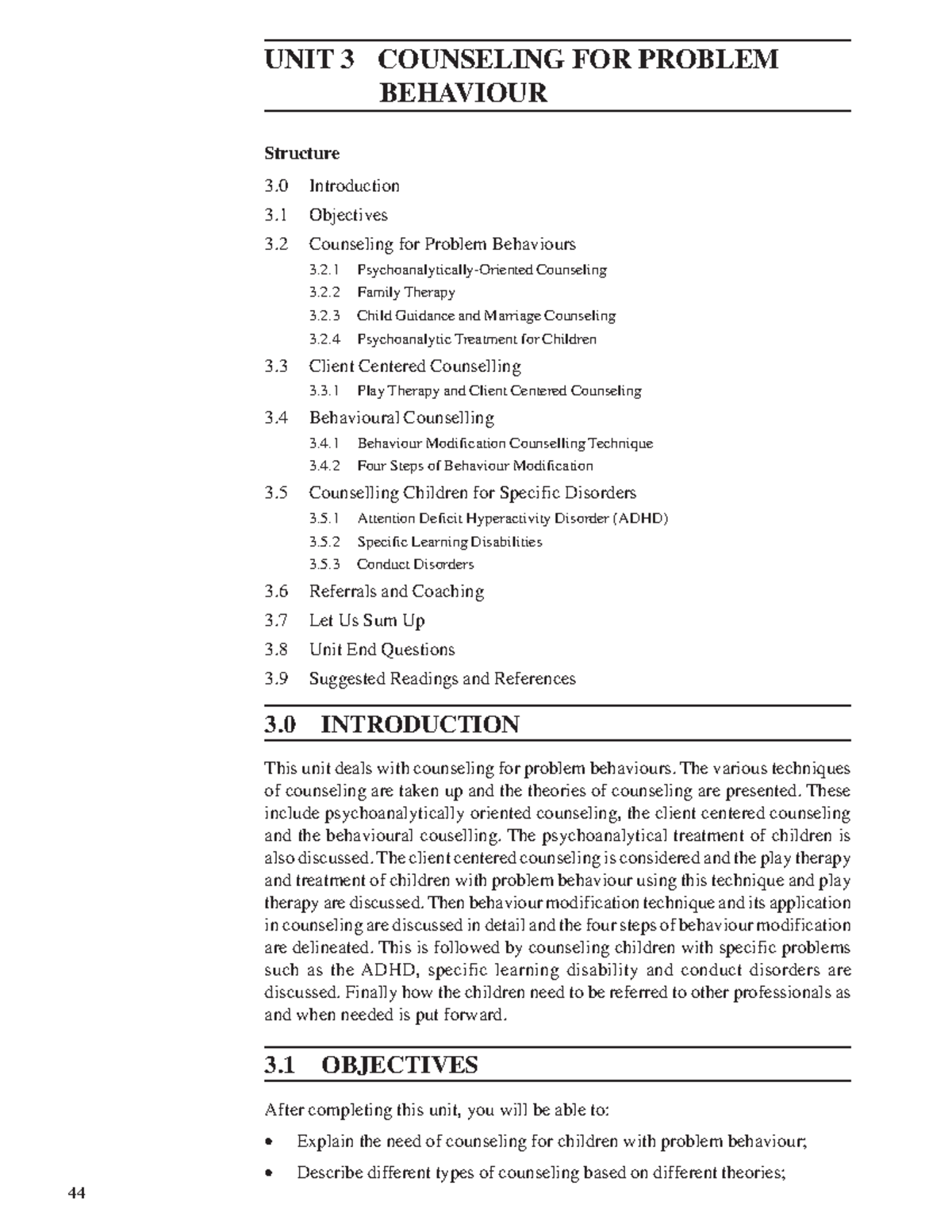Counseling FOR Problem - Problem Behaviour in School Children UNIT 3 ...