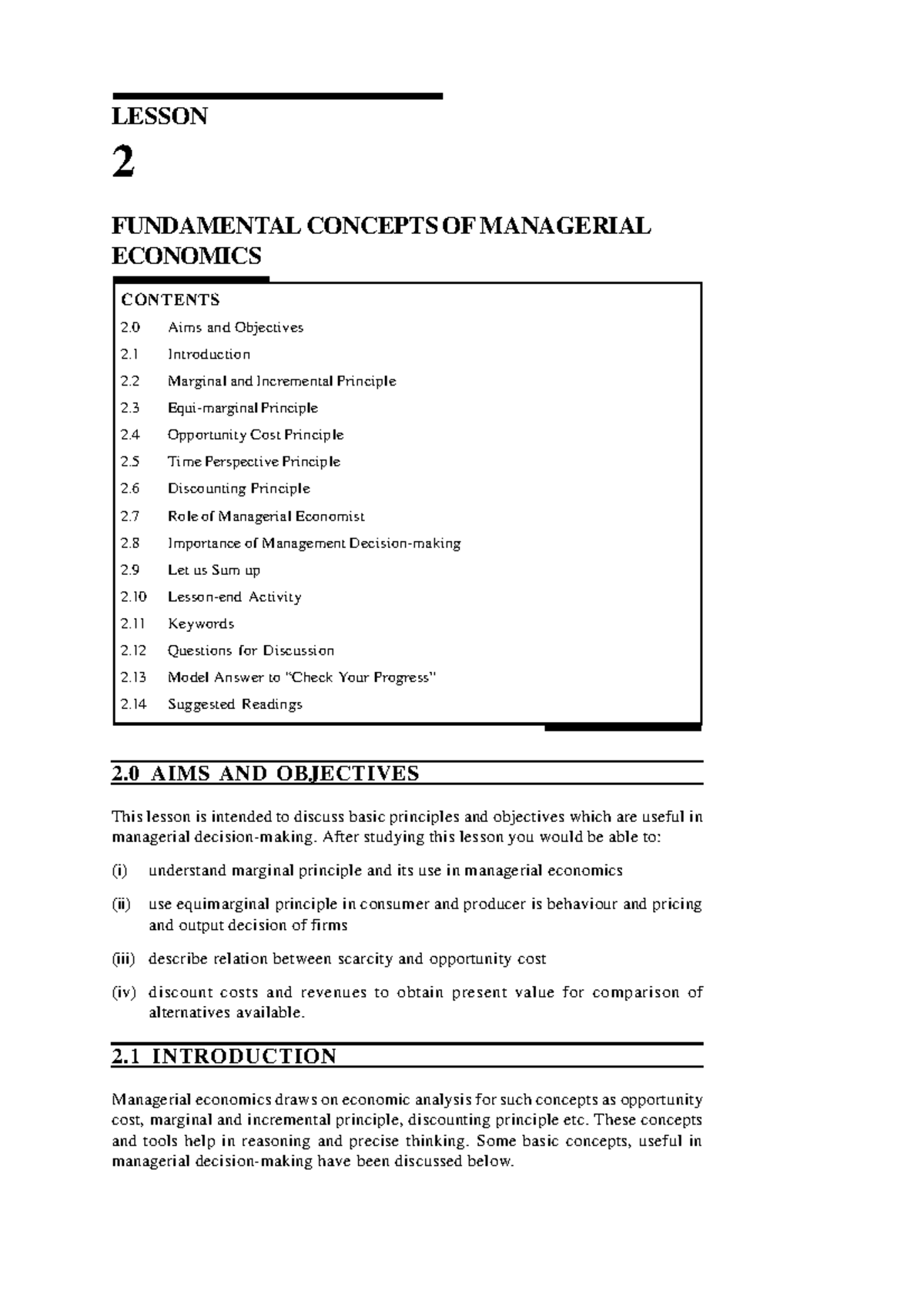 Fundamental Concepts of Managerial Economics-02 - LESSON 2 FUNDAMENTAL CONCEPTS OF MANAGERIAL ...