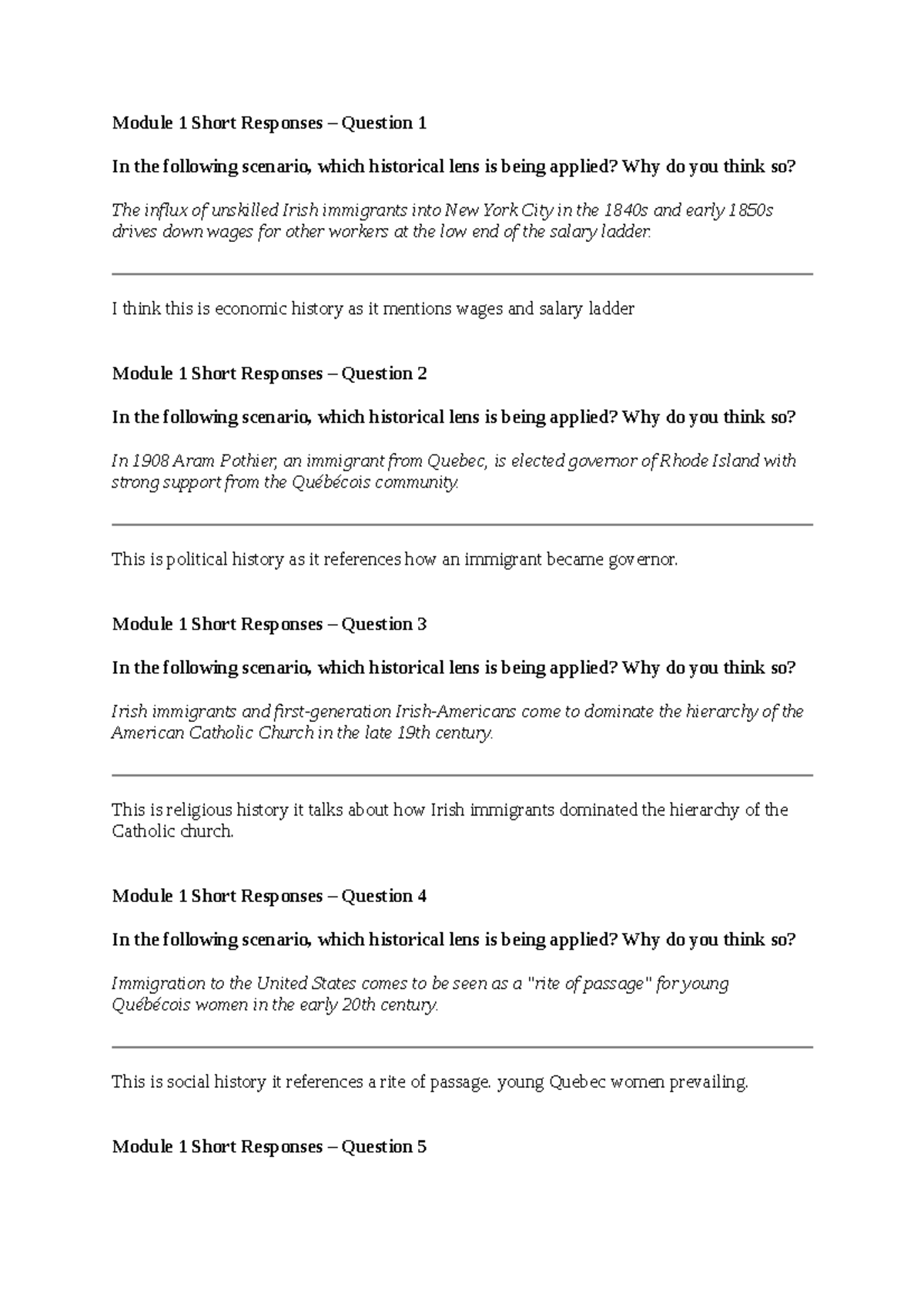 HIS 200 1-2 Short Answers - Module 1 Short Responses – Question 1 In ...