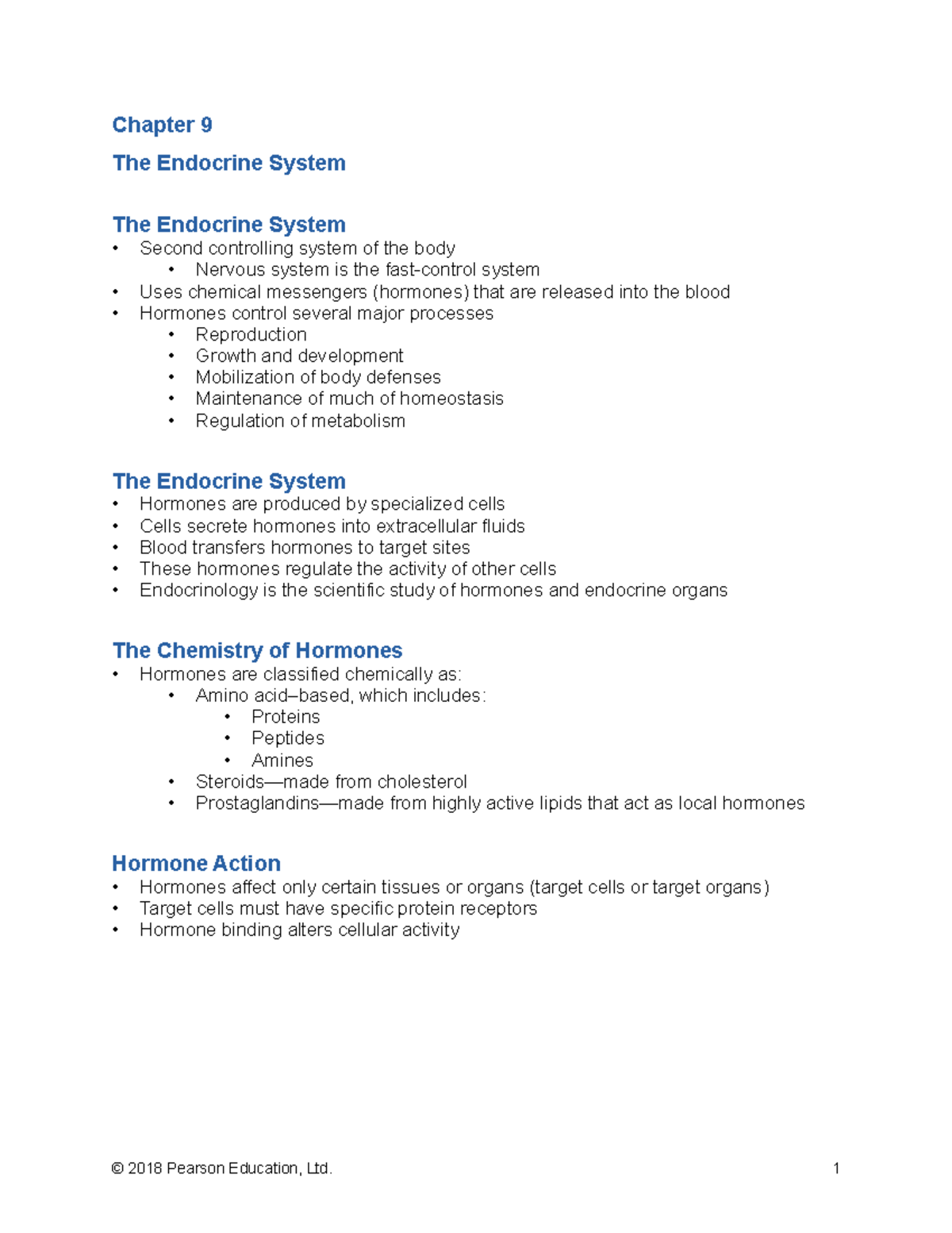 Chapter 9 The Endocrine System - Studocu