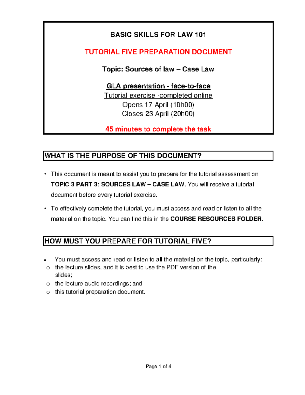 Tutorial 5 Preparation Document - Sources - Reading AND Summarising A ...
