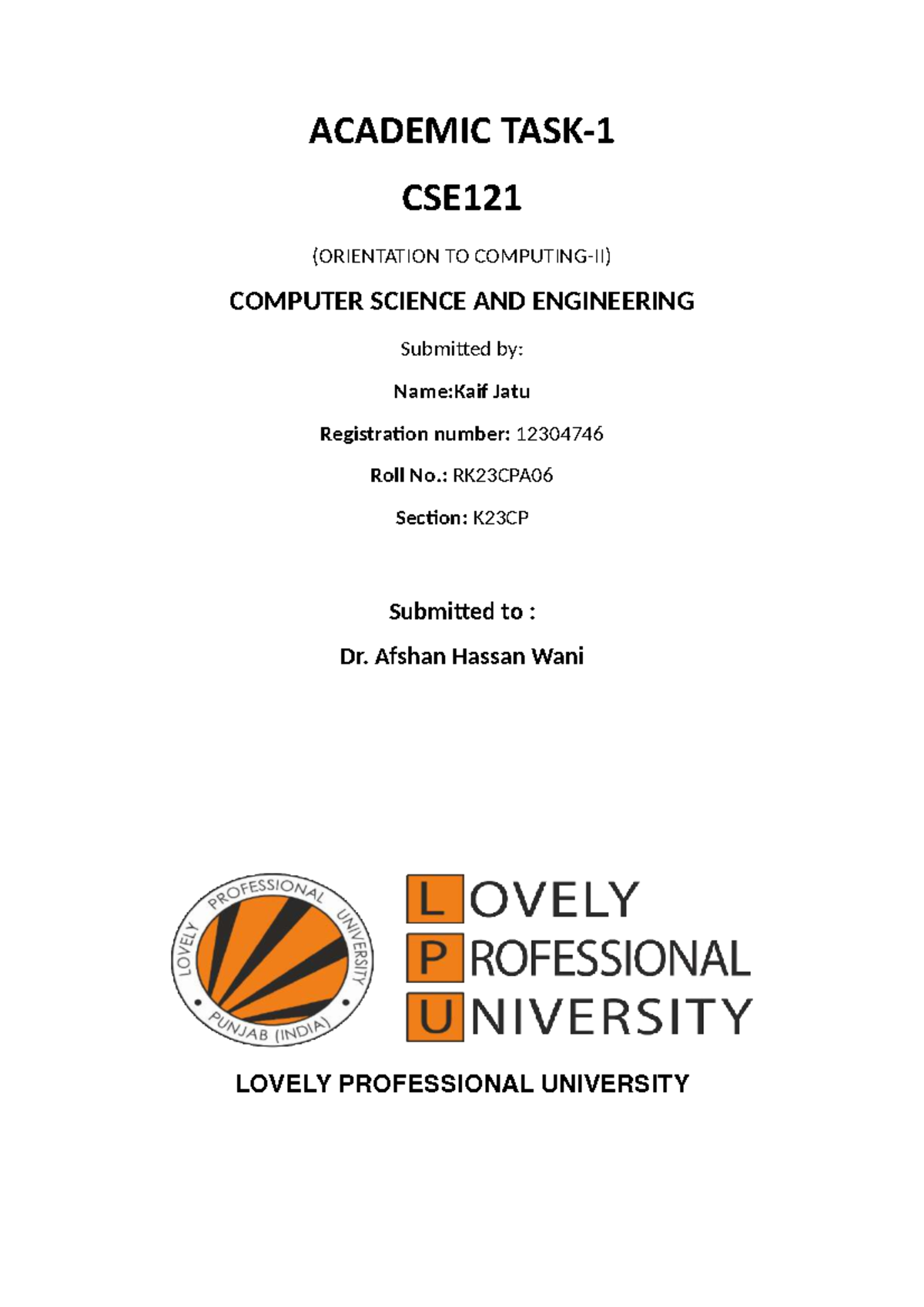 Cse121ca1 Ca1 Portfolio Academic Task Cse Orientation To Computing Ii Computer Science