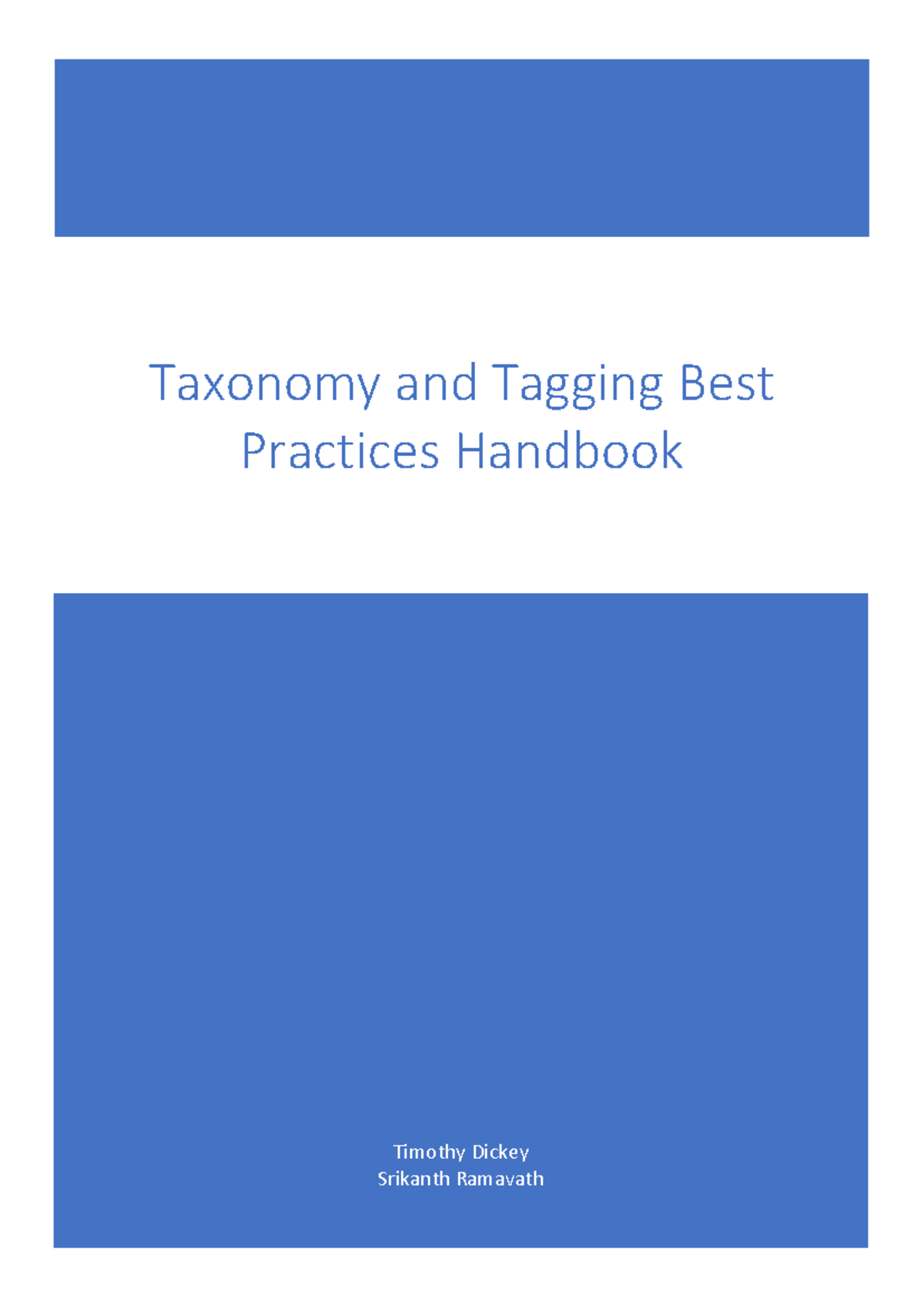 Taxonomy and Tagging Best Practices Handbook - Timothy Dickey Srikanth ...