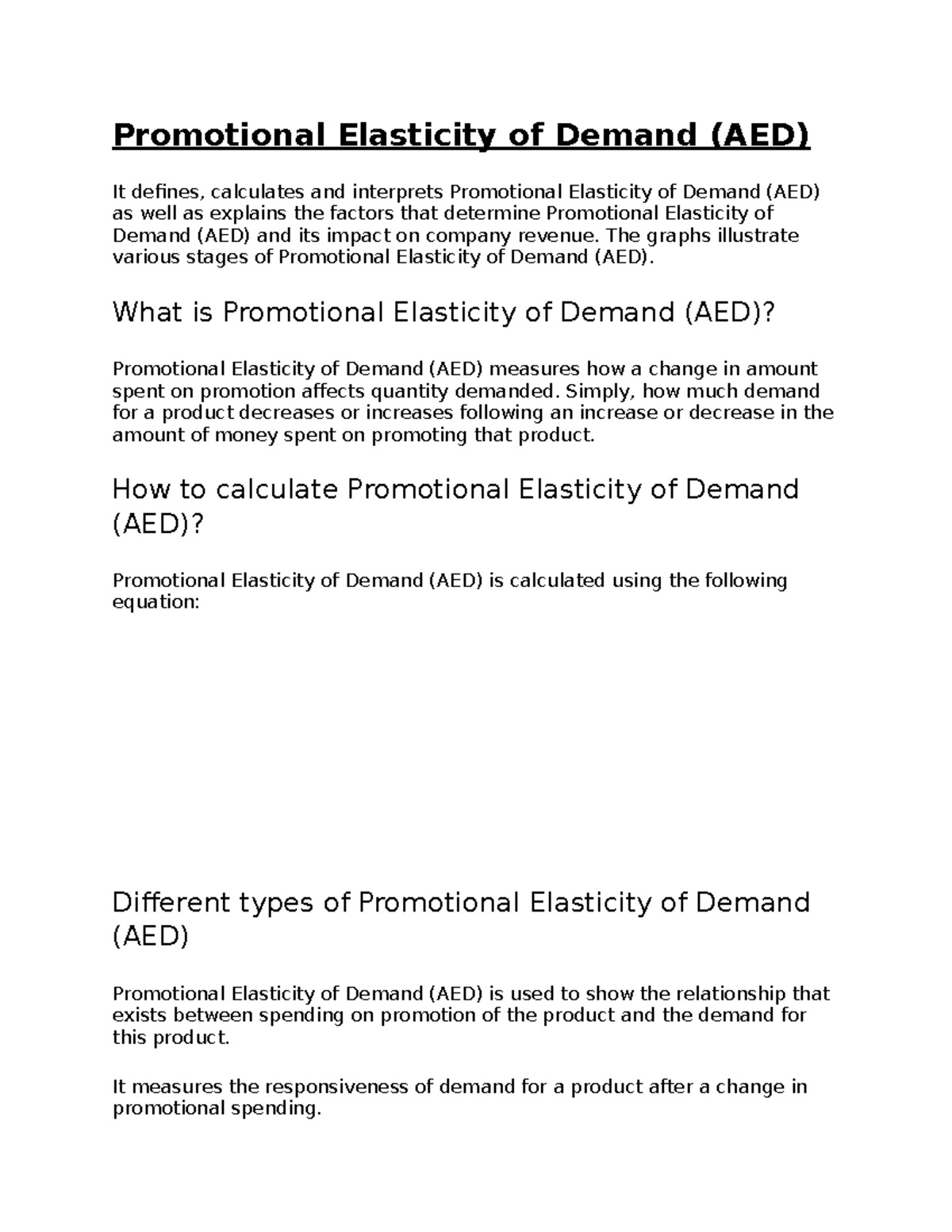 Promotional Elasticity of Demand - The graphs illustrate various stages ...