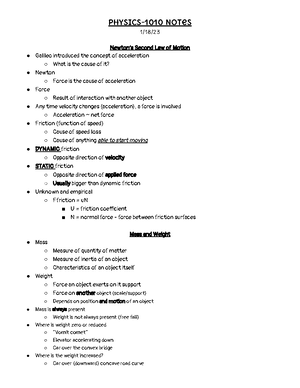 Conceptual Physics Chapter 4 Notes - Google Docs - Chapter 4 Newton’s ...