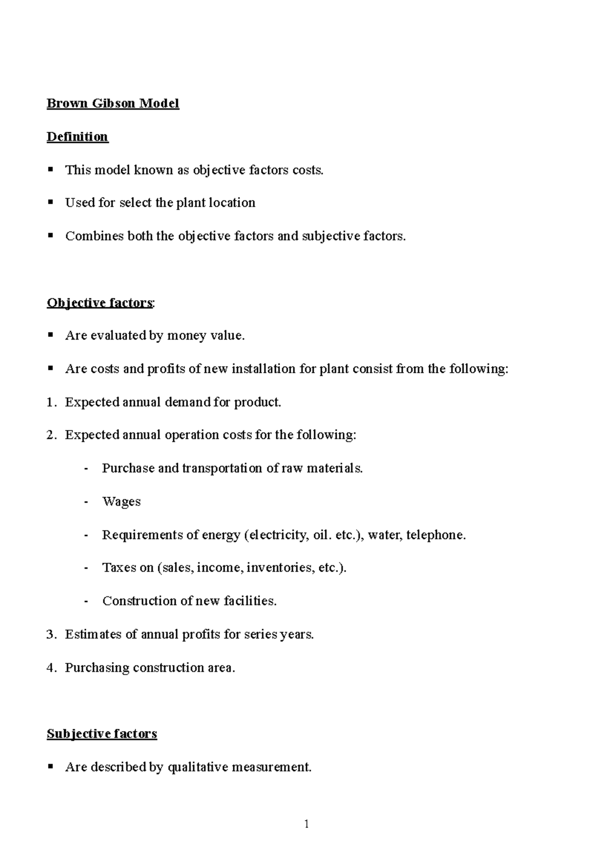 Brown and Gibson model - Brown Gibson Model Definition This model known as objective factors ...