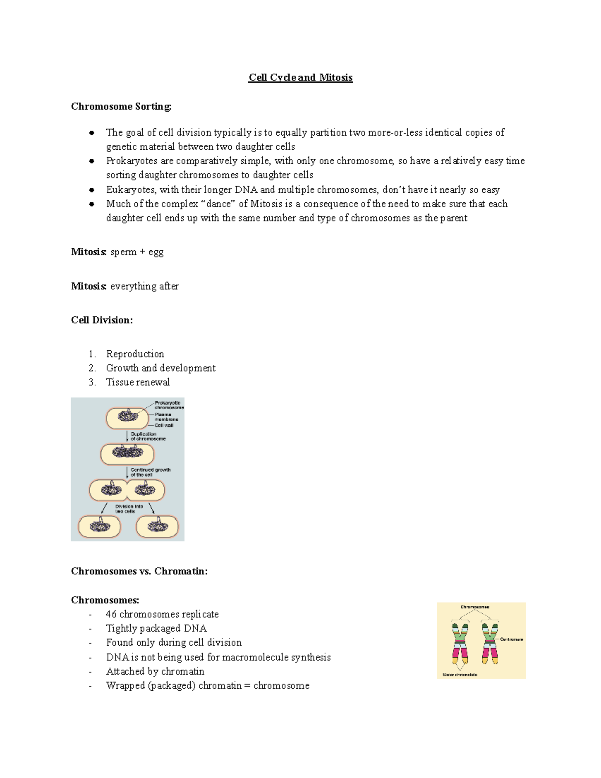 Bio unit 2 -2 - bio notes - Cell Cycle and Mitosis Chromosome Sorting ...