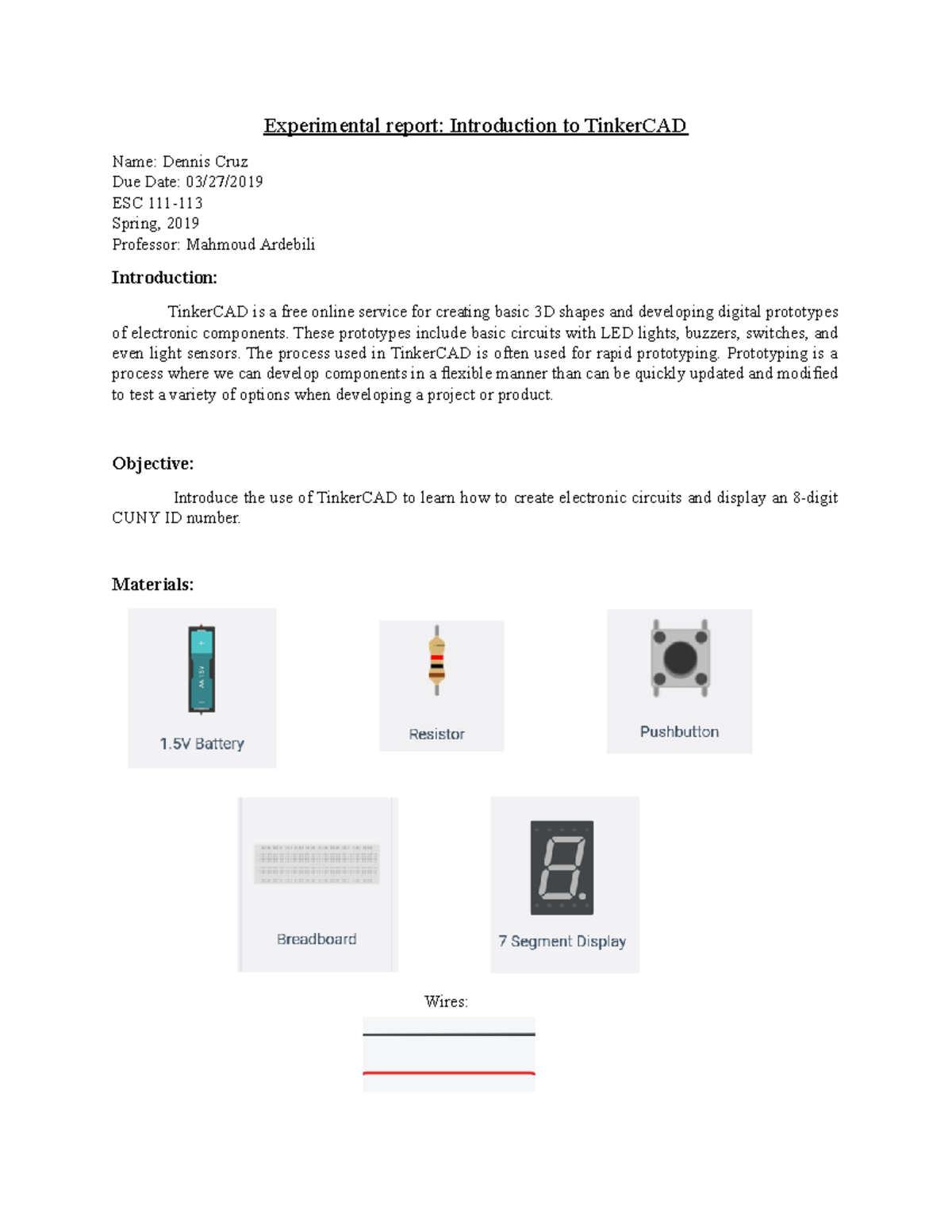 Intro to Tinker CAD - Experimental report: Introduction to TinkerCAD ...