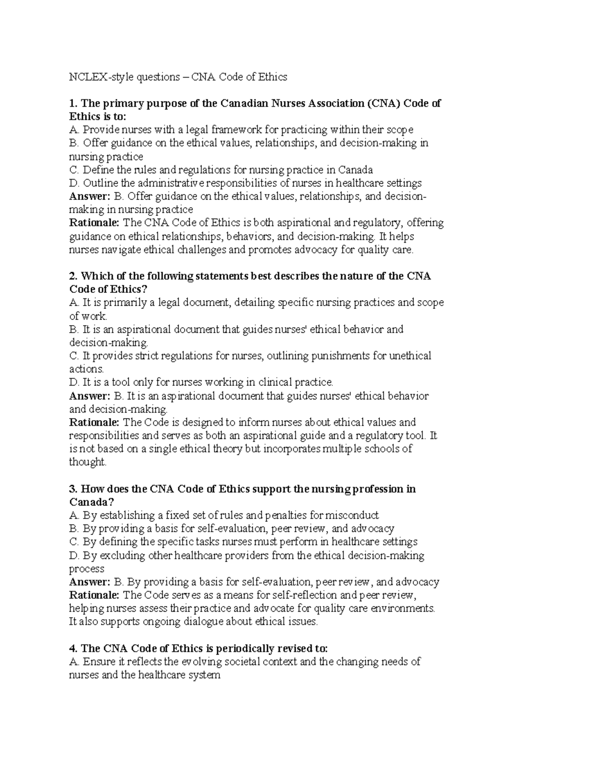 Nclex Practice - Questions helpful in solidifying knowledge of the CNA ...