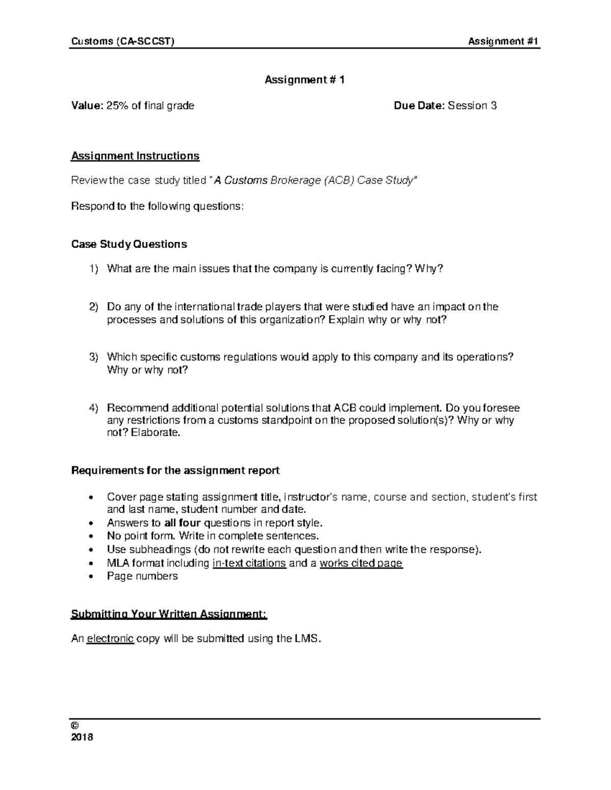 CA- Sccst - Assignment 1 - 2021 - Customs (CA-SCCST) Assignment ...