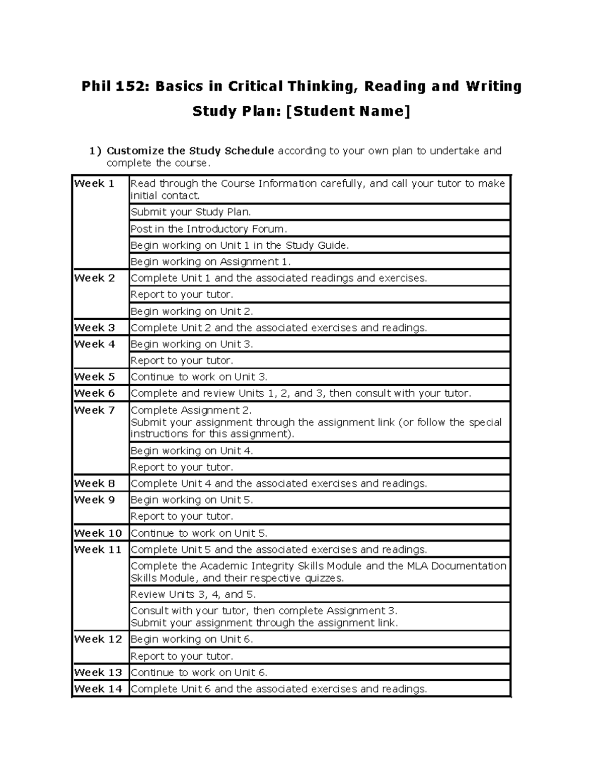 Example Studentstudyplan - Phil 152: Basics in Critical Thinking ...