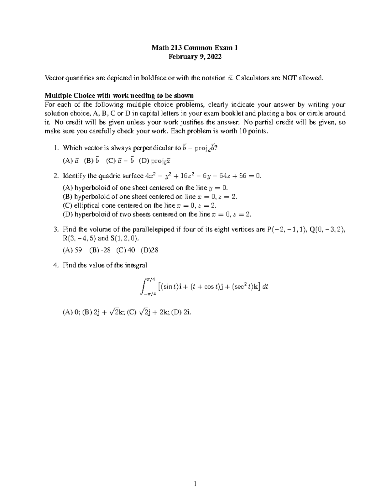 Math-213-S22-CE-1 - Practice Exam - Math 213 Common Exam 1 February 9 ...