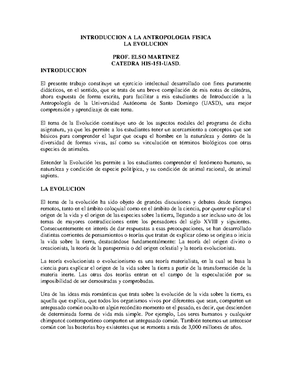 LA Evolucion - Introducción a la antropología - INTRODUCCION A LA ...