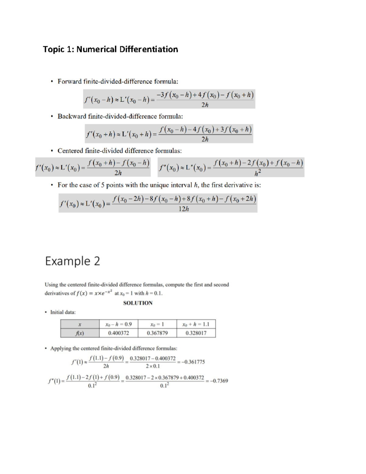 Numerical Final - No description - Topic 1: Numerical Differentiation ...