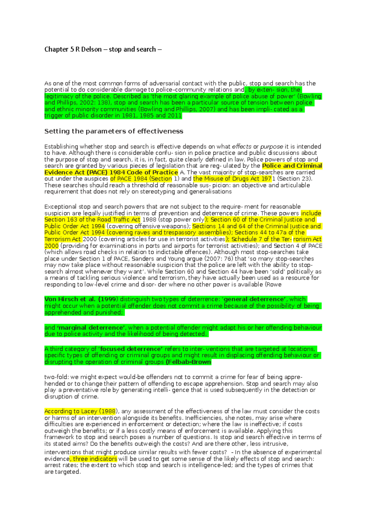5 stop and search reading delosn - Chapter 5 R Delson – stop and search ...