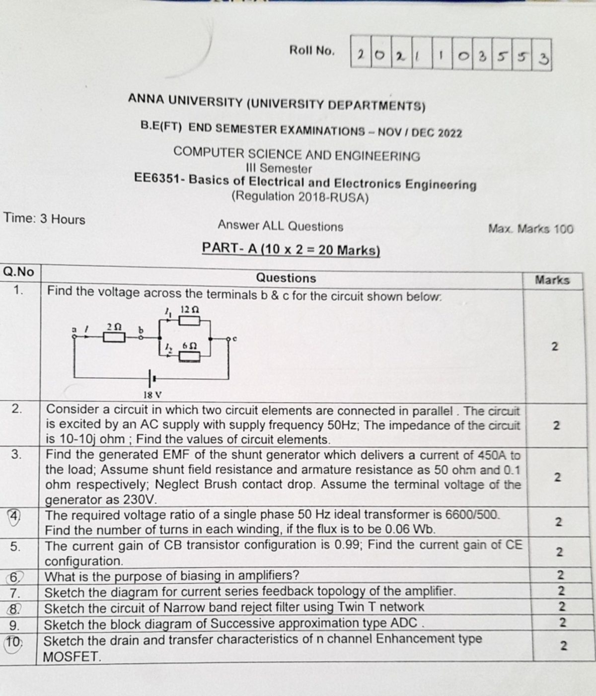 OT BEEE Endsem - BEEE QP - Basic Electrical and Electronics - Studocu