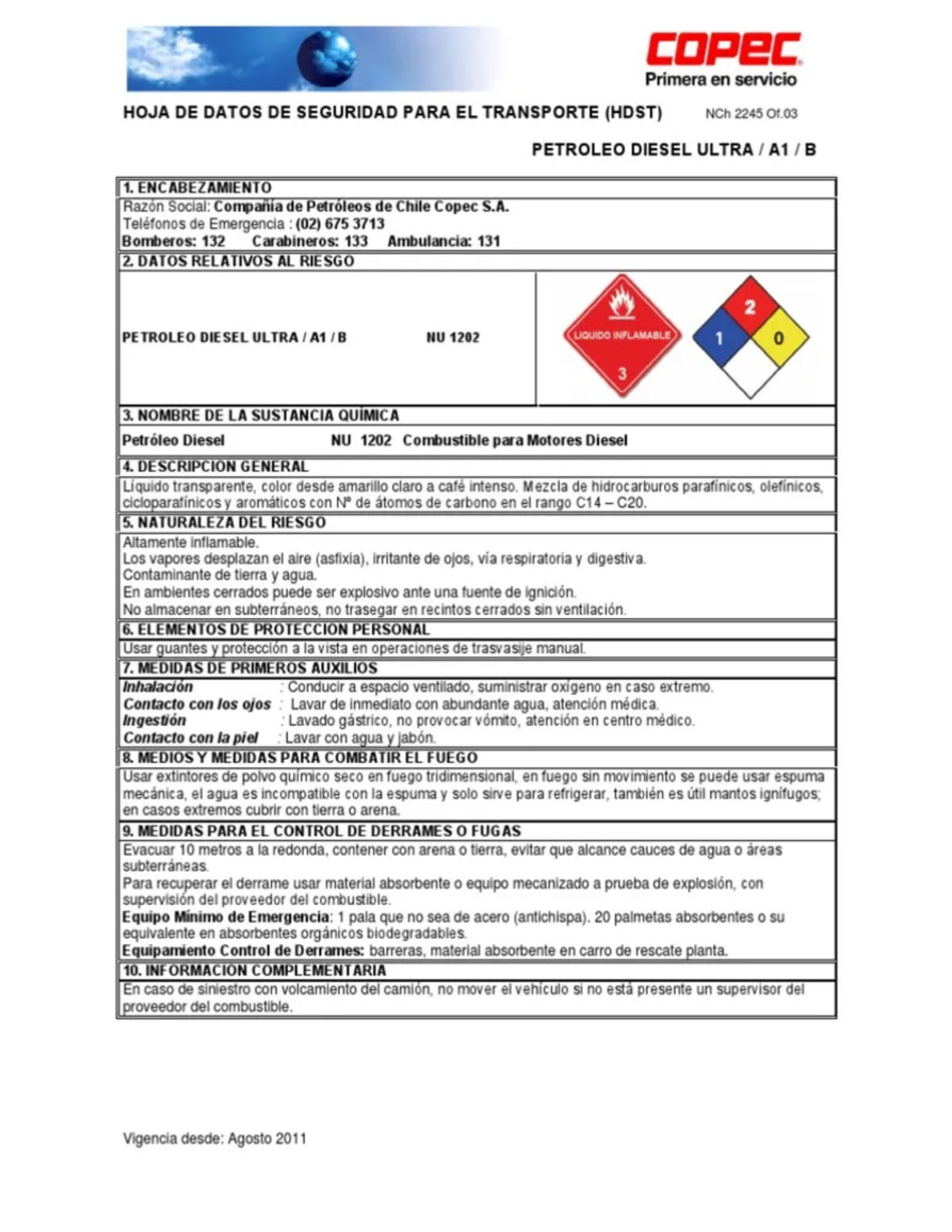 HDS Petroleo - Para implementación de bodega de CL - COPEC Primera en ...