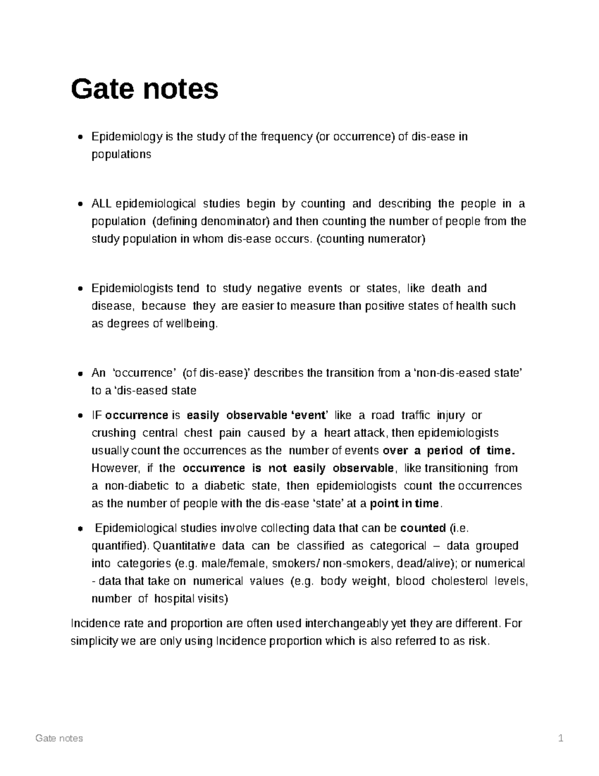 Gate notes - Gate note - Gate notes Epidemiology is the study of the ...