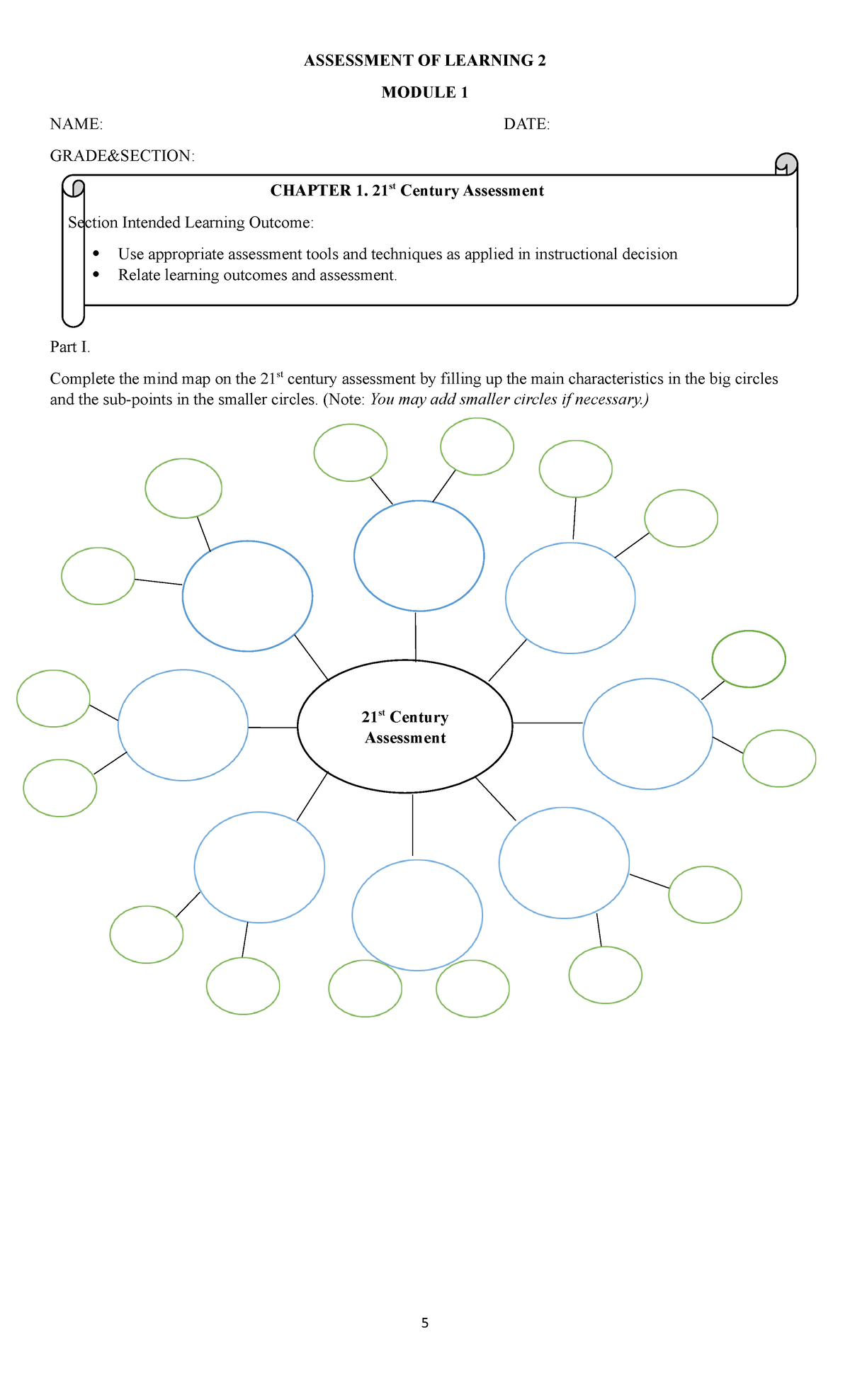 Assessment OF Learning 2 - ASSESSMENT OF LEARNING 2 MODULE 1 NAME: DATE ...