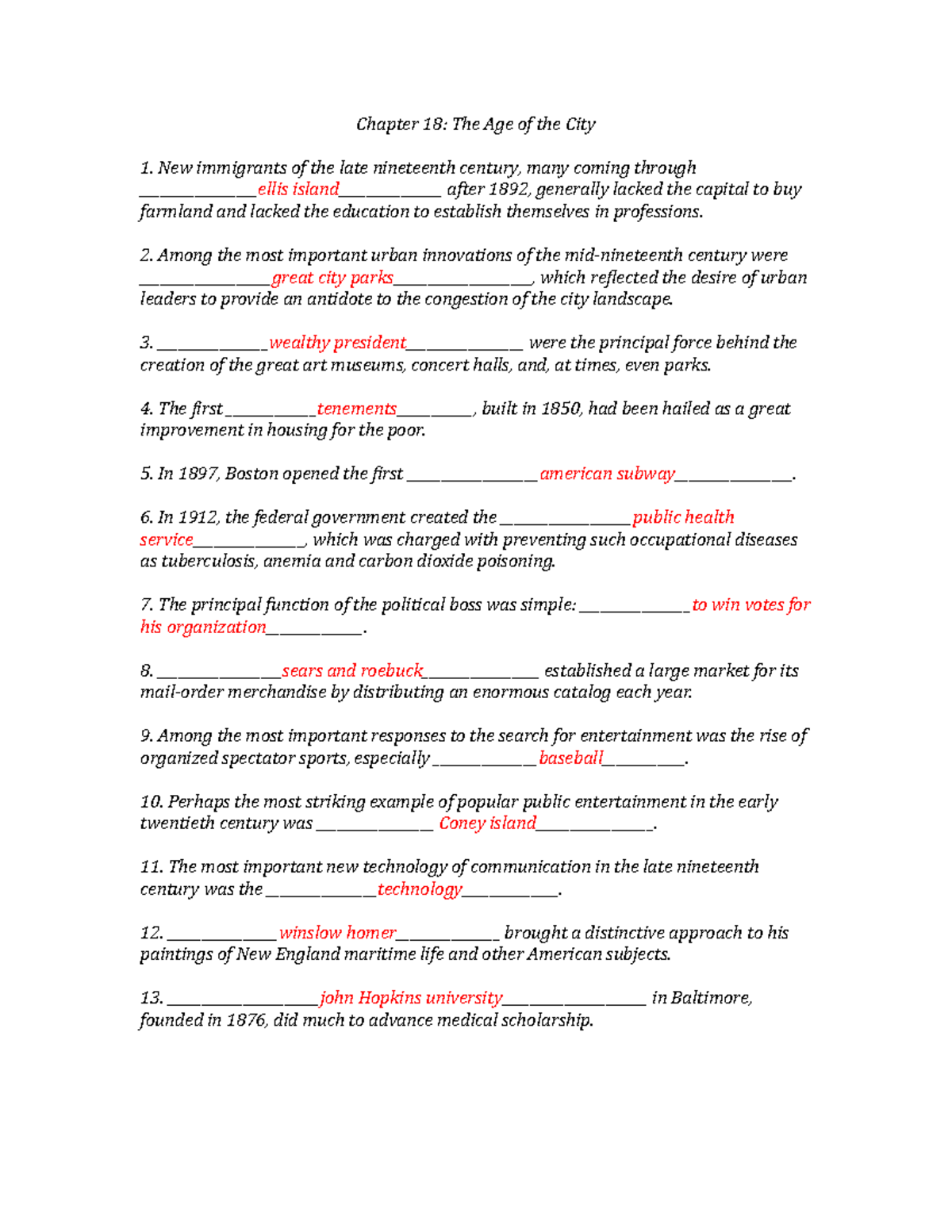 Brinkley, American History Chapter 18 Questions - Chapter 18: The Age ...