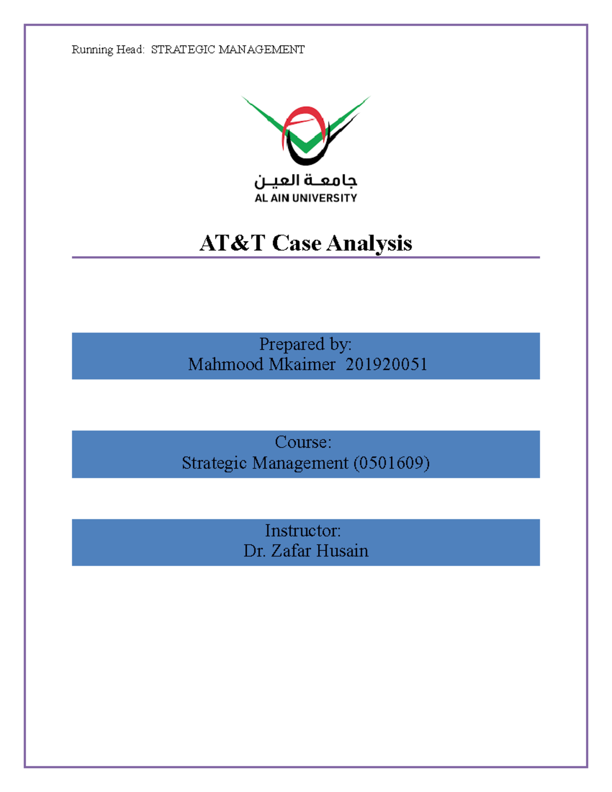 AT&T Case Analysis - Running Head: STRATEGIC MANAGEMENT AT&T Case ...