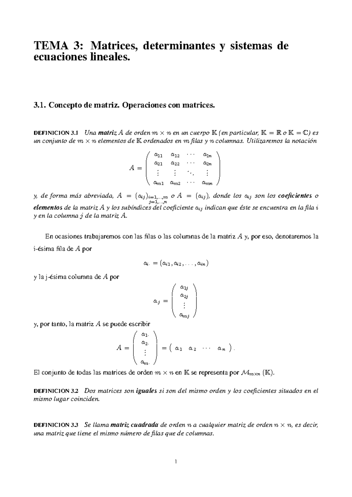 Matrices determinantes sistemas - TEMA 3: Matrices, determinantes y ...
