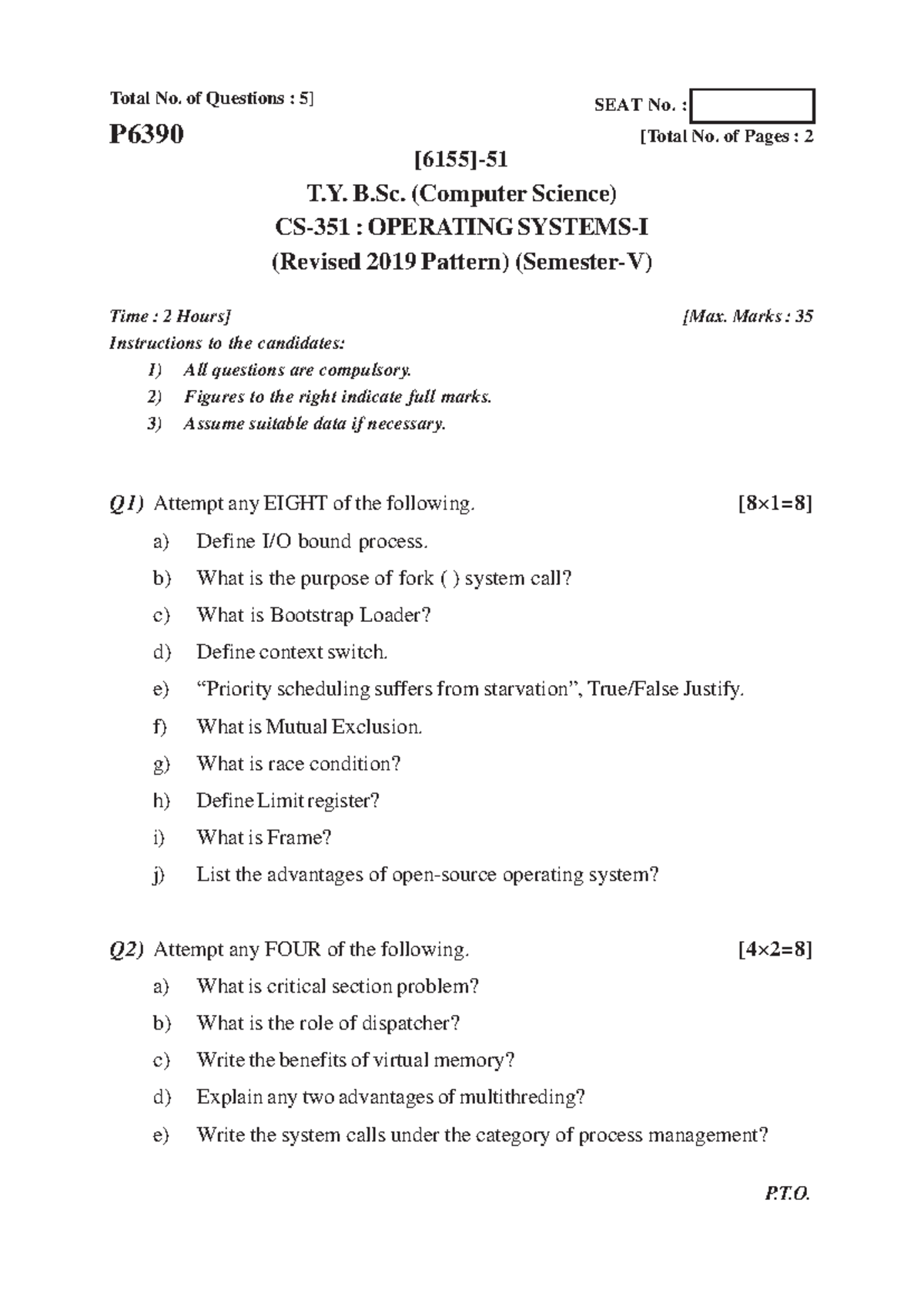October 2023 sem5 - This is previous yera question paper - Total No. of Questions : 5 ...