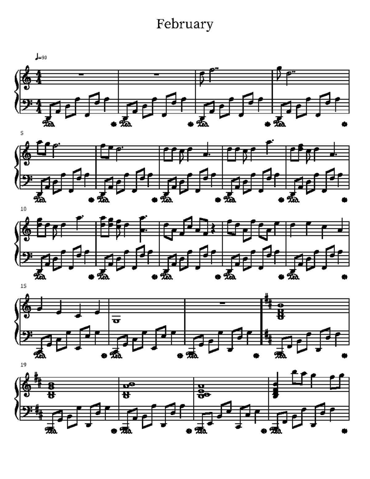 February - Sheet music for an original piece - February - Studocu