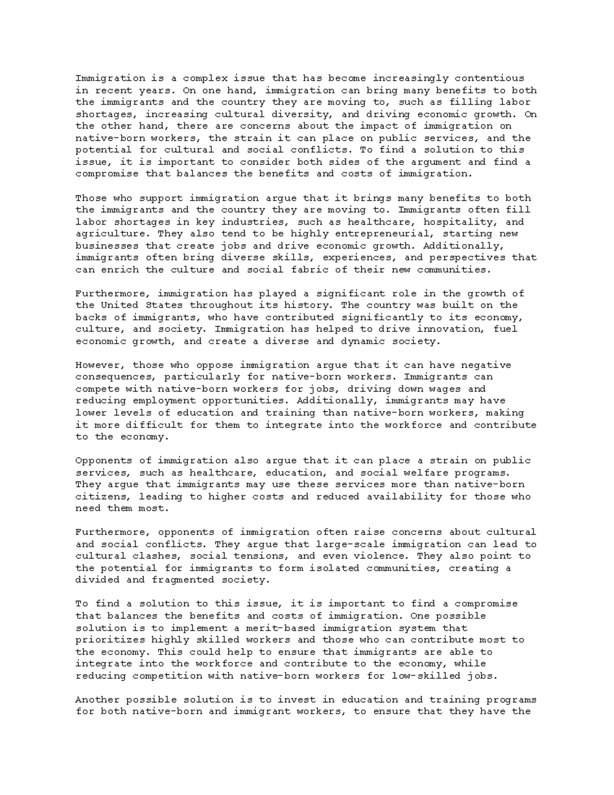 Immigration essay - Immigration is a complex issue that has become ...