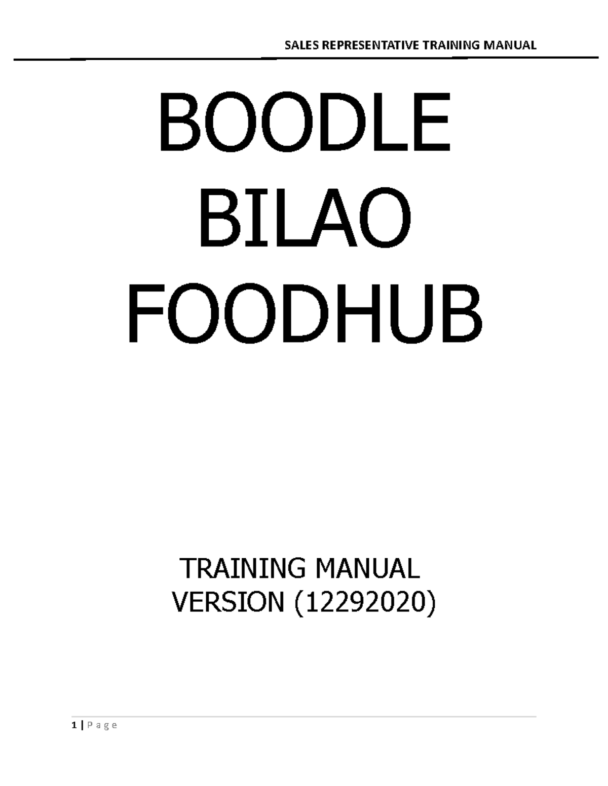 Sales Training Guide - NONE - BOODLE BILAO FOODHUB TRAINING MANUAL ...