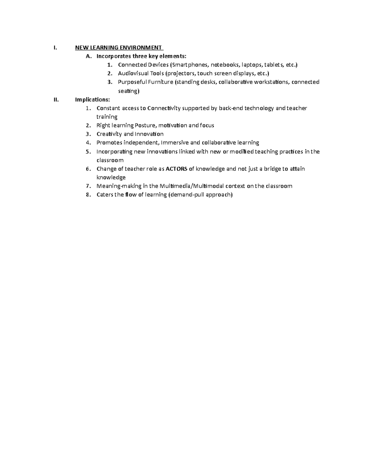 NEW- Learning- Environment - I. NEW LEARNING ENVIRONMENT A ...