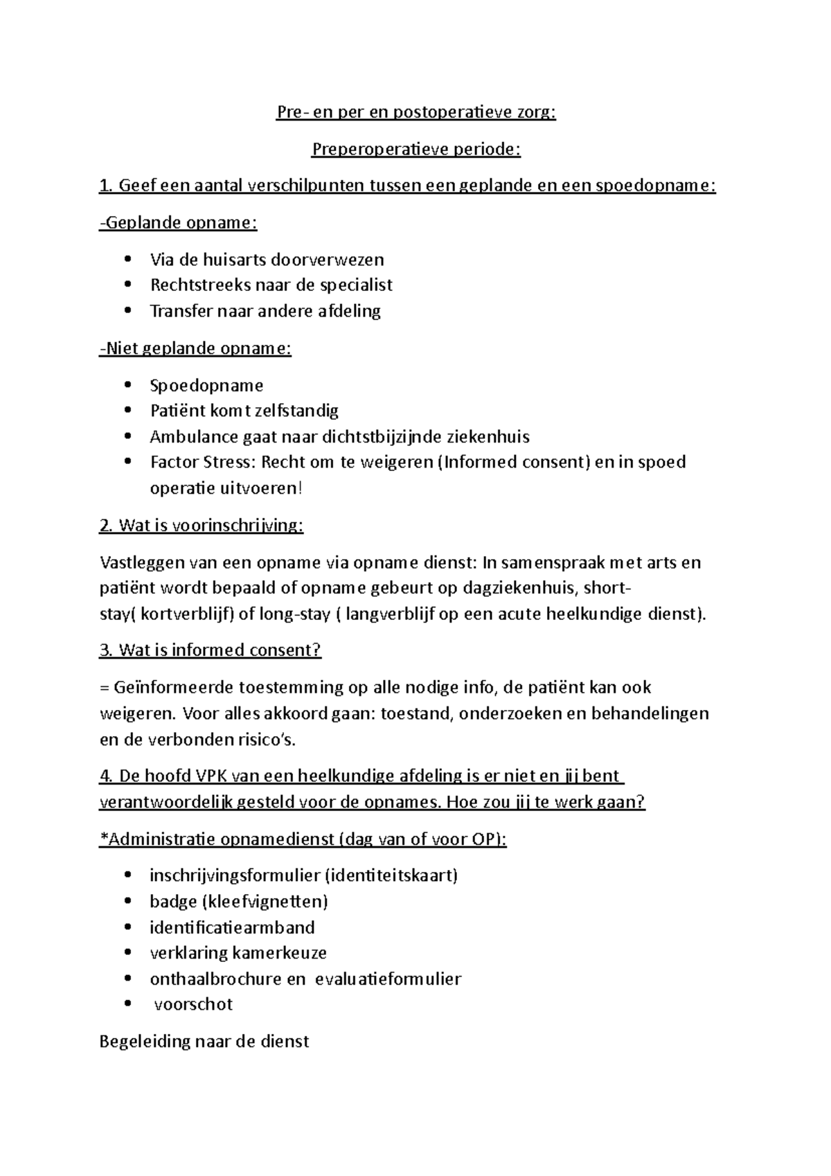 Pre per en postoperatief - Pre- en per en postoperatieve zorg ...