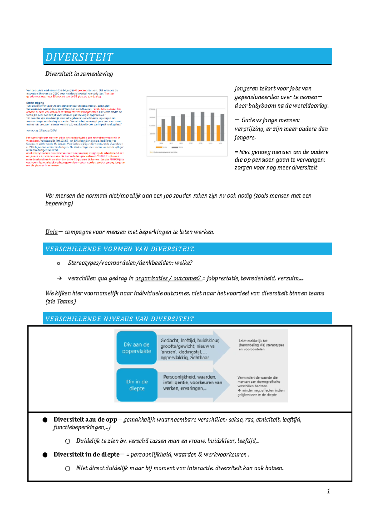 Les 3 Diversiteit - ik had een 12/20 - DIVERSITEIT Diversiteit in samenleving Jongeren tekort ...