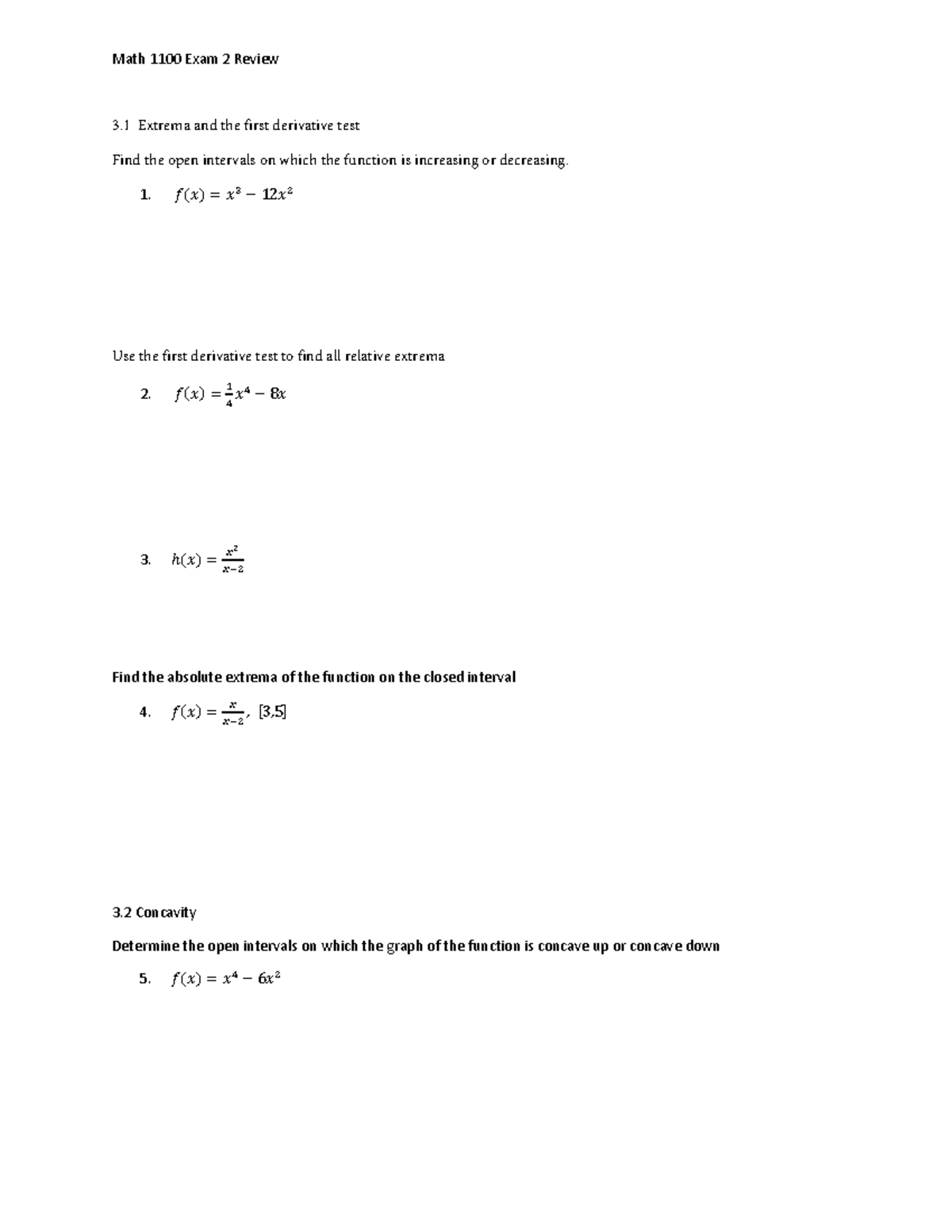 MAth 1100 Exam 2 Review (Summer 2018 ) - Warning: TT: undefined ...