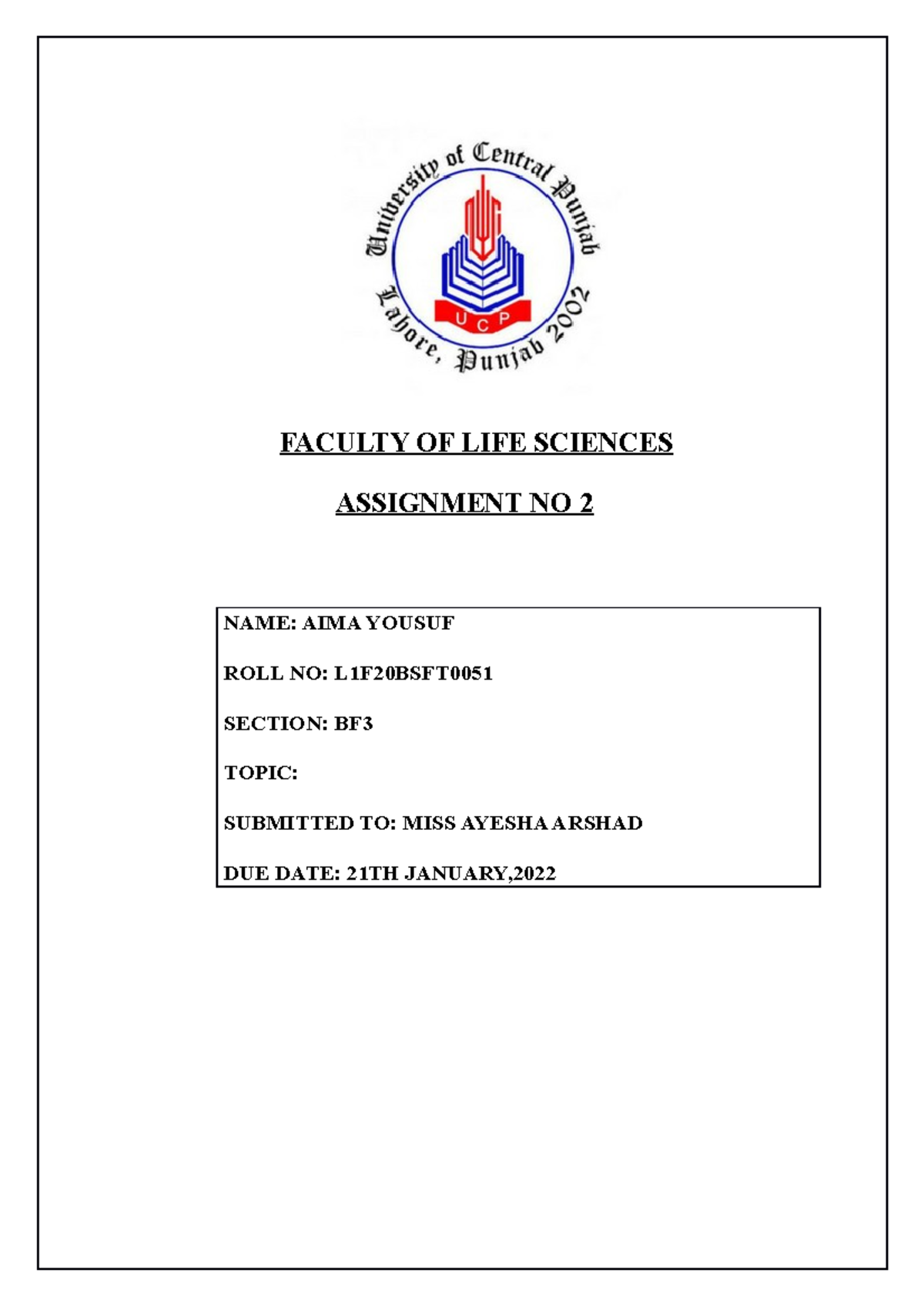 FOOD Microbiology Assignment 2 ROLL NO 51 - FACULTY OF LIFE SCIENCES ...