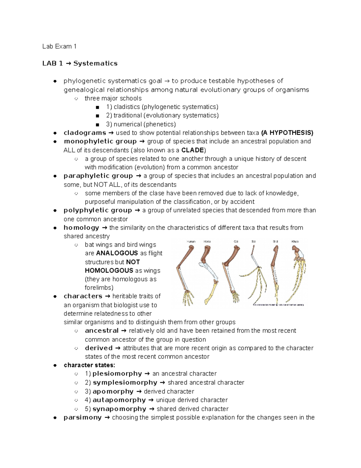 Lab Exam 1 - Lecture notes Lab Exam 1 - Lab Exam 1 LAB 1 → Systematics ...