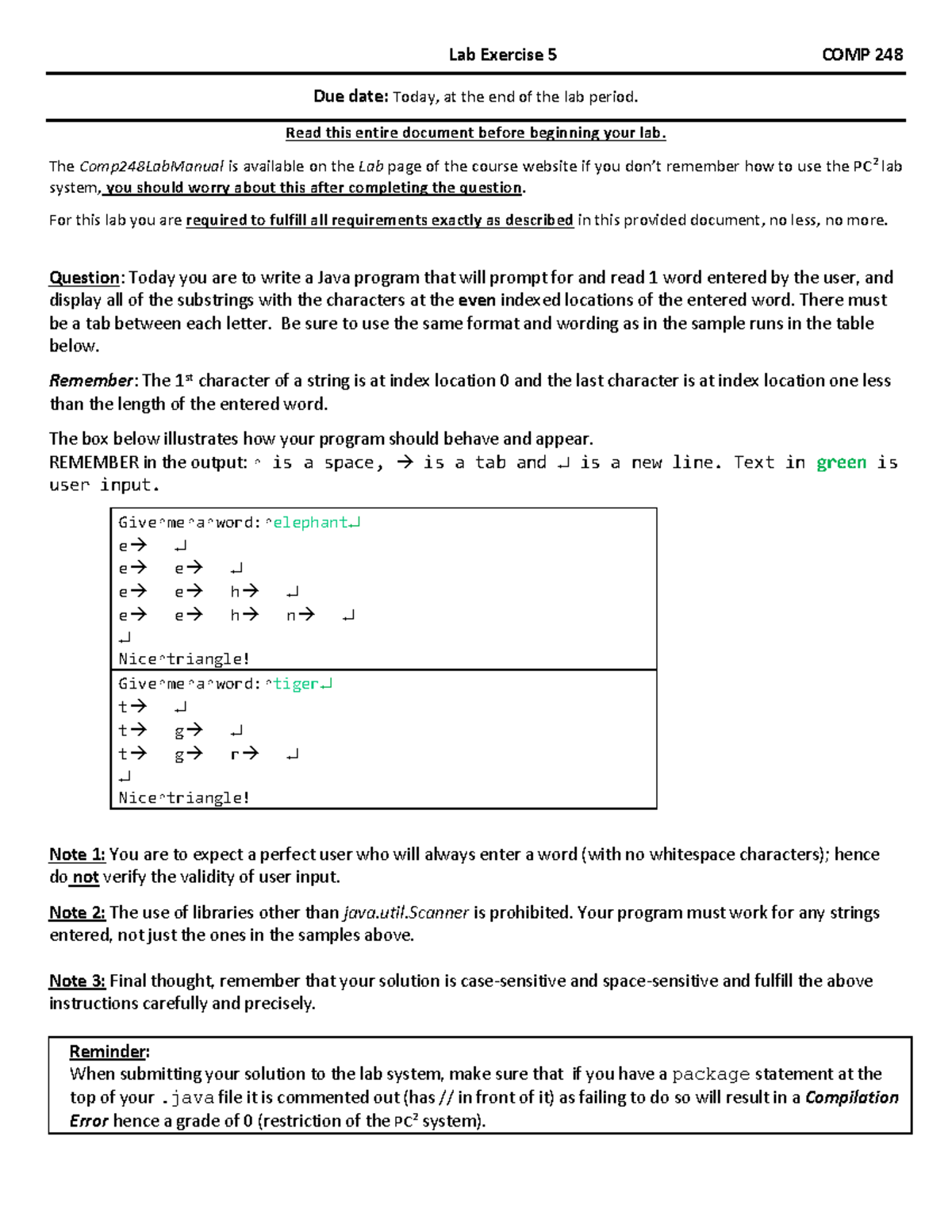 Lab 5 - Handout - Comp248 Lab Question - Warning: TT: undefined function: 32 Lab Exercise 5 COMP ...