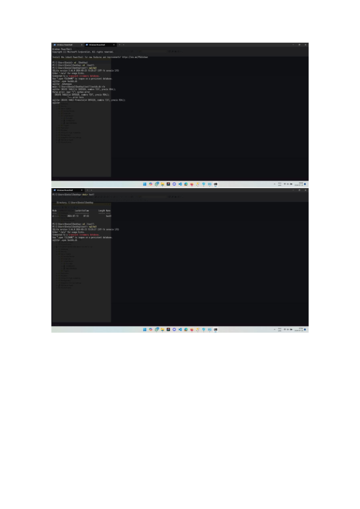 SQLite - a x a Windows PowerShell x Windows PowerShell Windows PowerShell Copyright (C ...